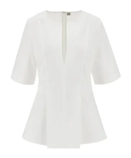 TOTEME Pleated A-line T-shirt - White