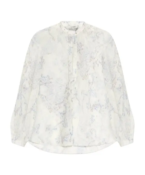 FORTE_FORTE Printed Long Sleeve Shirt - White
