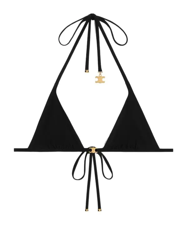 Celine Triomphe Triangle Top In Matte Jersey - Black