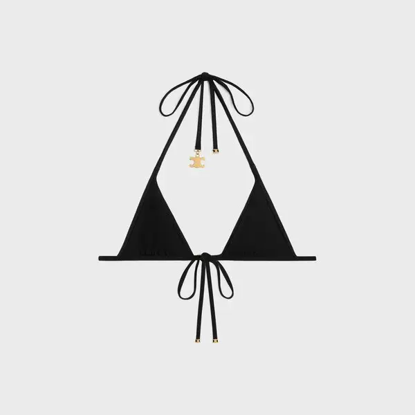 Celine Triomphe Triangle Top In Matte Jersey - Black