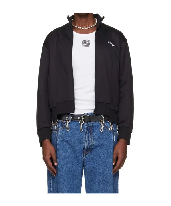 Vetements Patchwork Sports Zipper Hoodie - Black