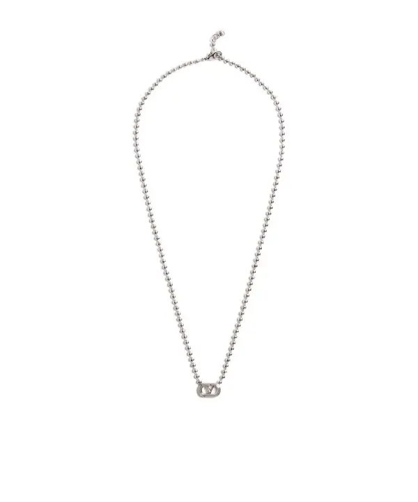 Valentino Garavani Oval Vlogo Signature Necklace - Gray