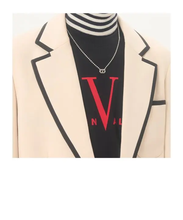 Valentino Garavani Oval Vlogo Signature Necklace - Gray