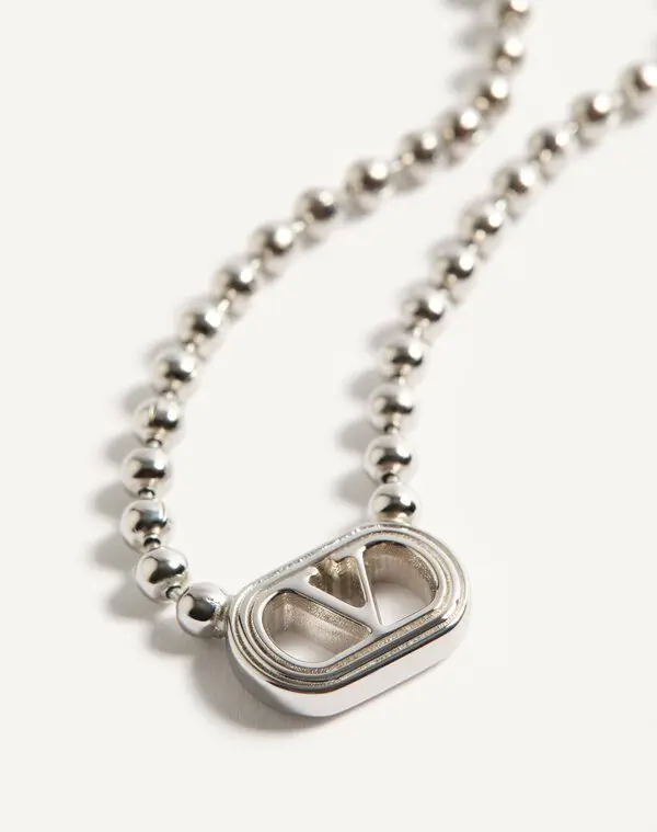 Valentino Garavani Oval Vlogo Signature Necklace - Gray