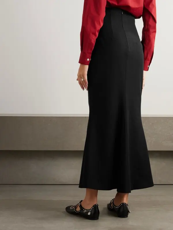 Bally Wool Blend Midi Skirt With V-shaped Waistline