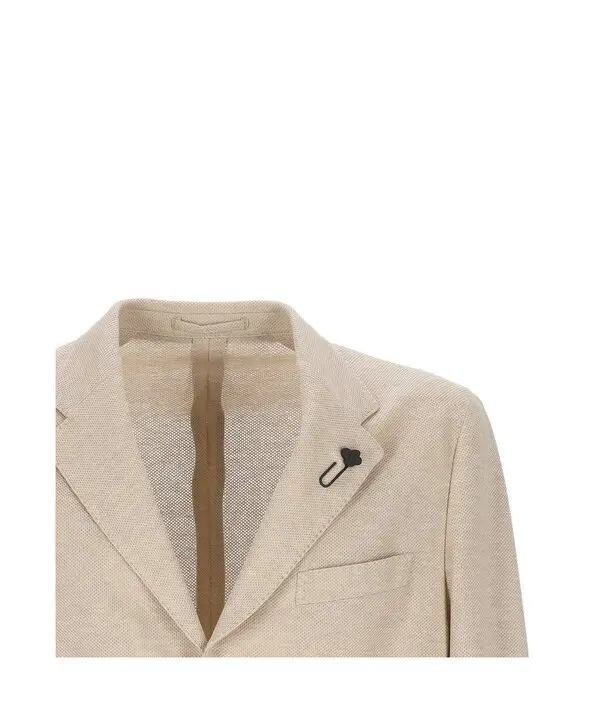 LARDINI Textured Single-breasted Blazer - Nude