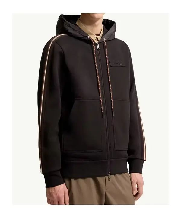 Moncler Logo Patch Zip-up Jacket With Stripes