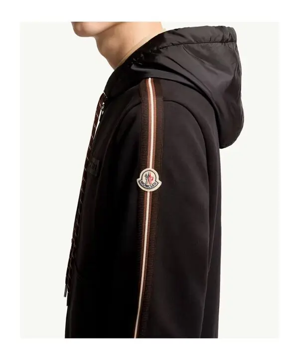 Moncler Logo Patch Zip-up Jacket With Stripes