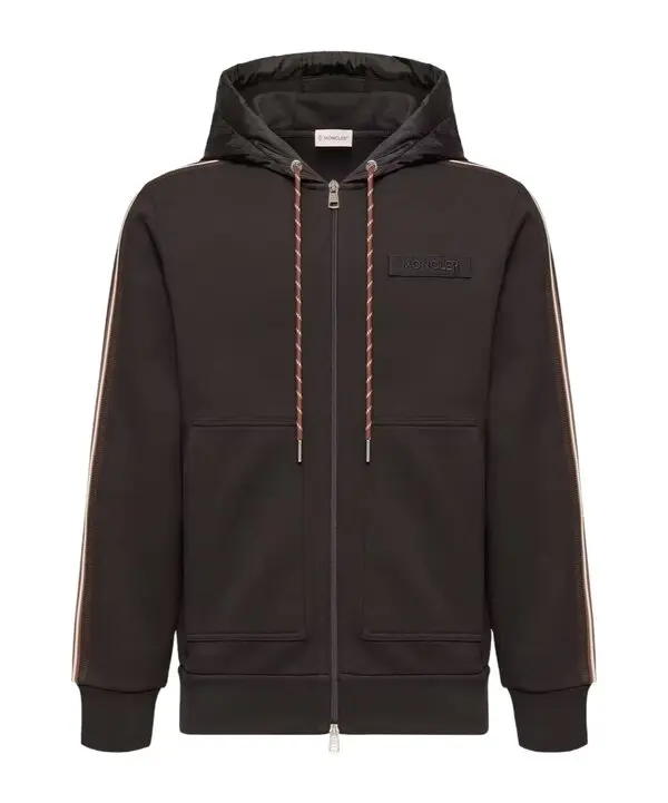 Moncler Logo Patch Zip-up Jacket With Stripes - No