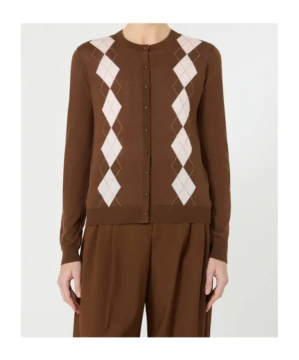 Max Mara Argyle Patterned Cardigan