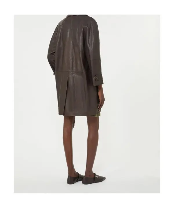 Max Mara Single-breasted Leather Midi Overcoat