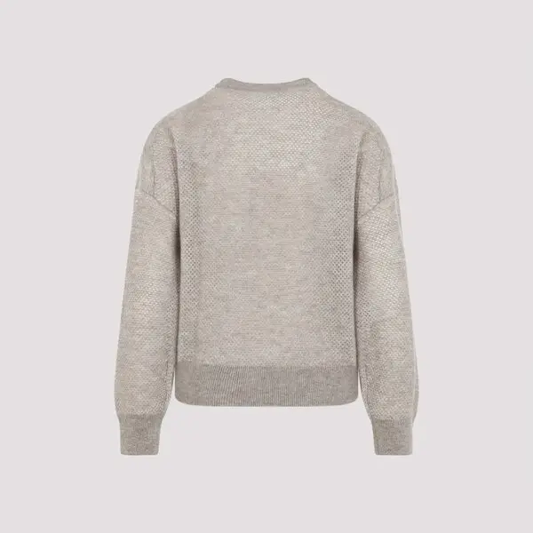 Brunello Cucinelli Crewneck Sweater With All-over Mesh Effect - Beige