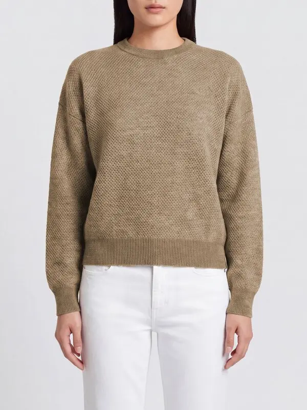 Brunello Cucinelli Crewneck Sweater With All-over Mesh Effect - Beige