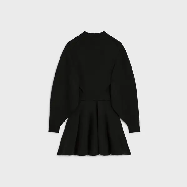 Celine Mini Dress In Wool With Engraved Logo Snaps