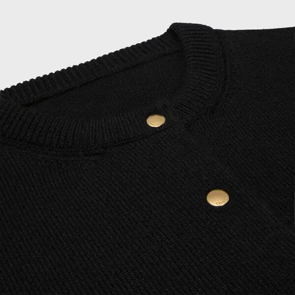 Celine Mini Dress In Wool With Engraved Logo Snaps