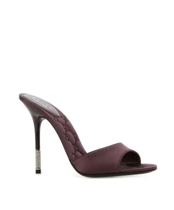 Gucci Logo Embossed Stiletto Heel Slip-on Sandals - Black
