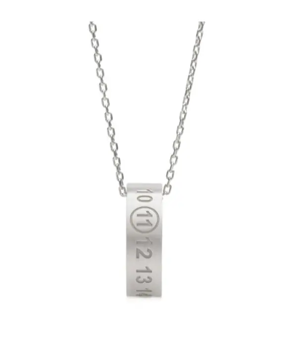 MAISON MARGIELA Engraved Number Pendant Necklace - Silver