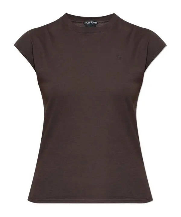 TOM FORD Short Sleeve Crewneck T-shirt With Embroidered Logo