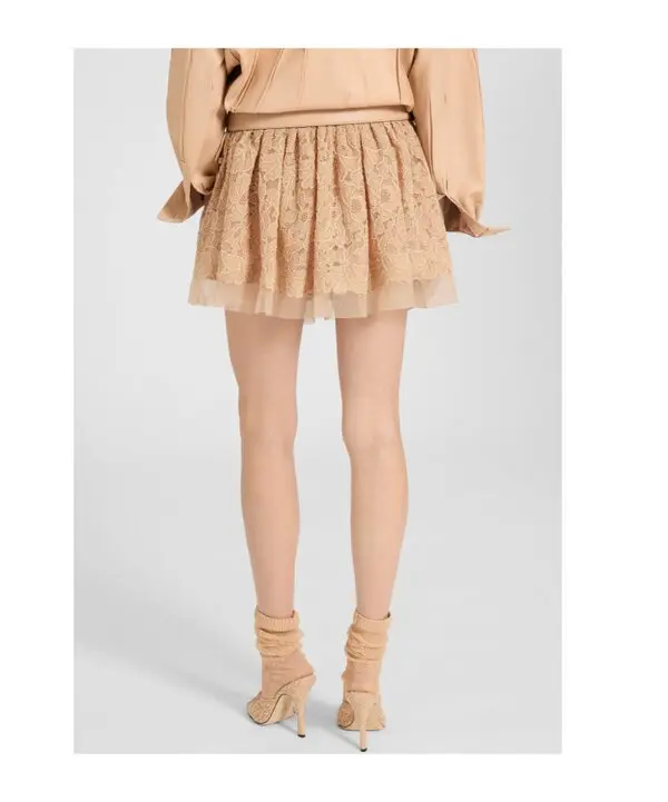Ermanno Scervino Lace Mini Skirt With Rose Crown Embellishment