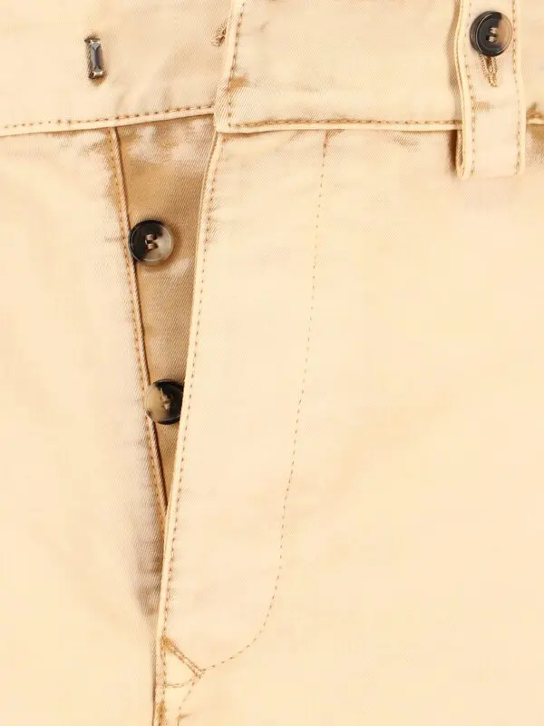 Loewe Anagram Embossed Leather Patch Turn-up Shorts - Light Brown