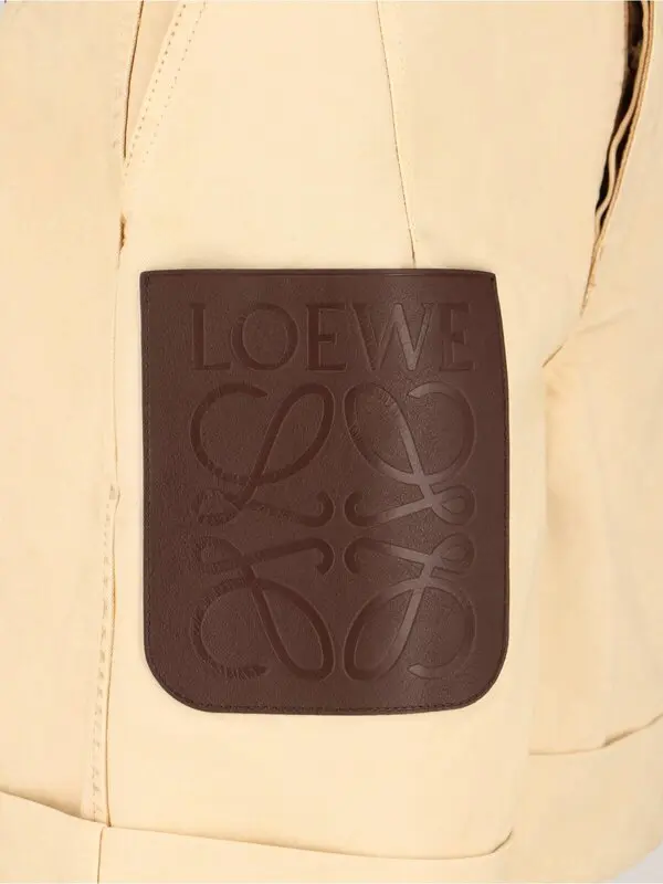 Loewe Anagram Embossed Leather Patch Turn-up Shorts - Light Brown