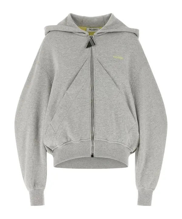 Attico Logo Embroidered Zip-up Hoodie - Gray