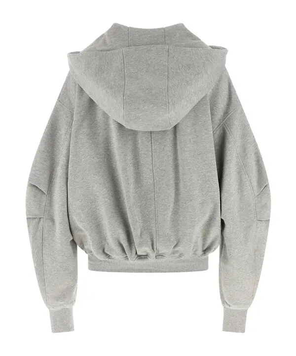 Attico Logo Embroidered Zip-up Hoodie - Gray