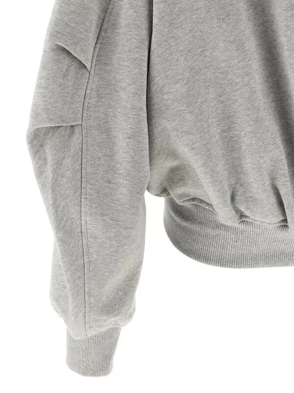 Attico Logo Embroidered Zip-up Hoodie - Gray