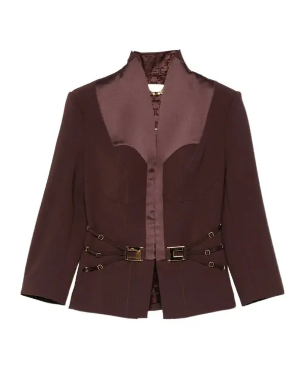 Elisabetta Franchi Fitted Jacket With Buckle Detail - Red