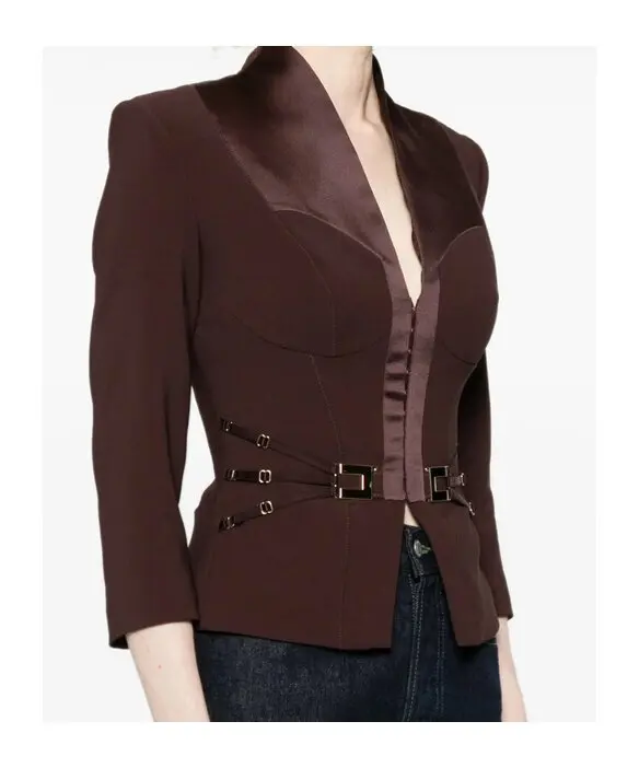 Elisabetta Franchi Fitted Jacket With Buckle Detail - Red