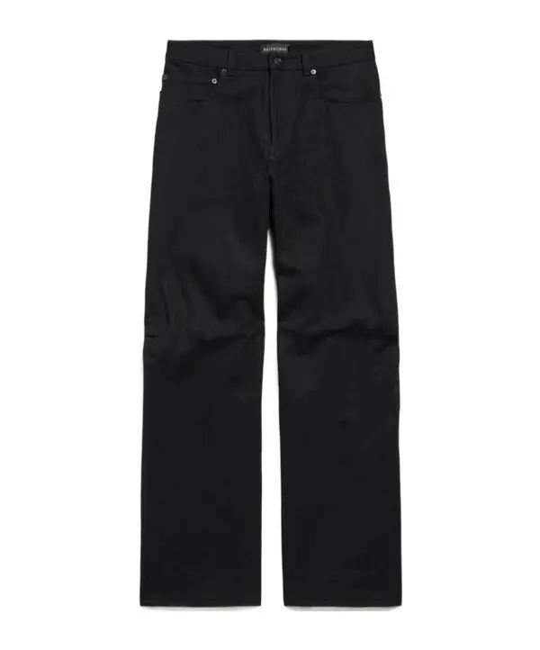 Balenciaga Curved Knee Wide-leg Denim Pants - Black