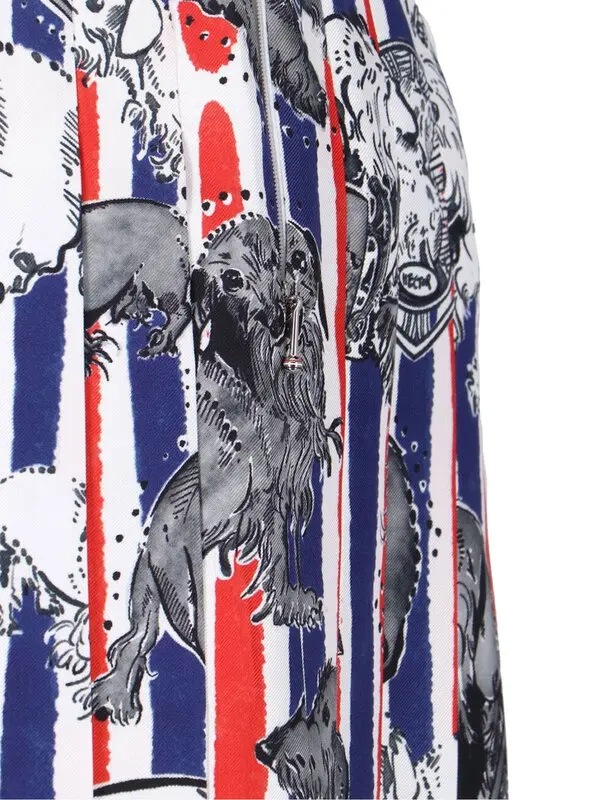 Thom Browne Hector Dog Striped Midi Skirt