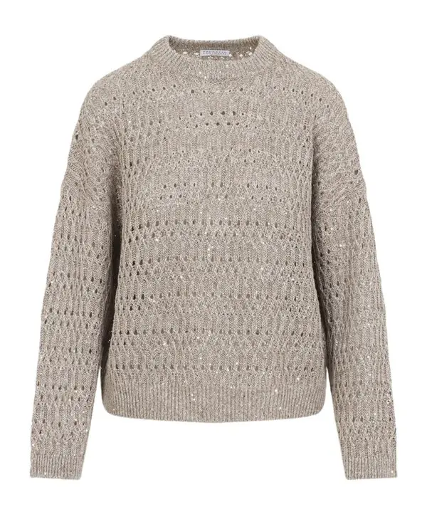 Brunello Cucinelli Crochet Crewneck Jumper - Beige