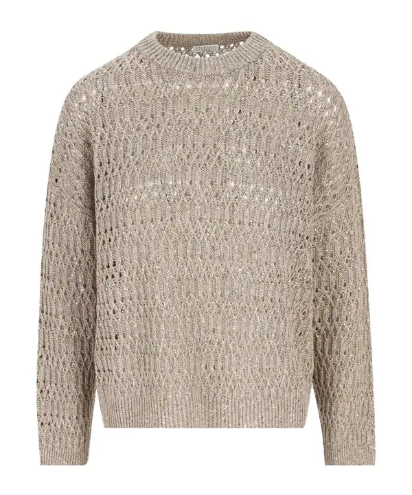 Brunello Cucinelli Crochet Crewneck Jumper - Beige