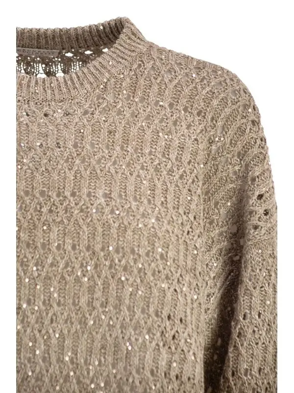 Brunello Cucinelli Crochet Crewneck Jumper - Beige
