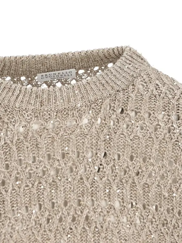 Brunello Cucinelli Crochet Crewneck Jumper - Beige