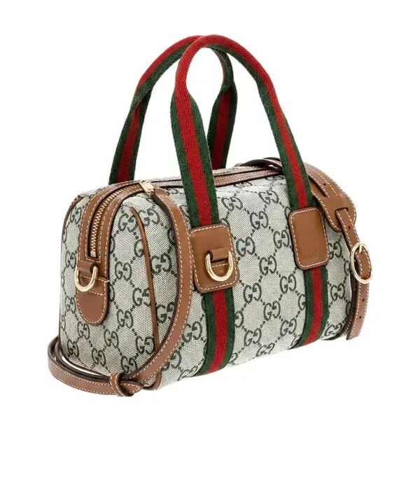 Gucci Mini Gg Handbag With Signature Webbing Stripes - Gray