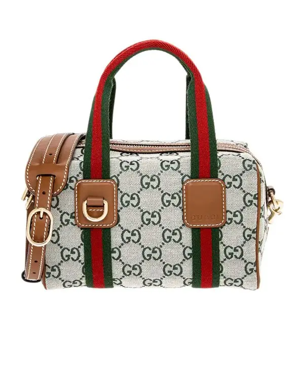 Gucci Mini Gg Handbag With Signature Webbing Stripes - Gray