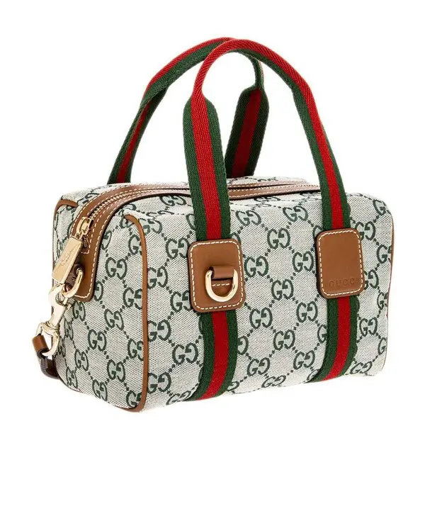 Gucci Mini Gg Handbag With Signature Webbing Stripes - Gray