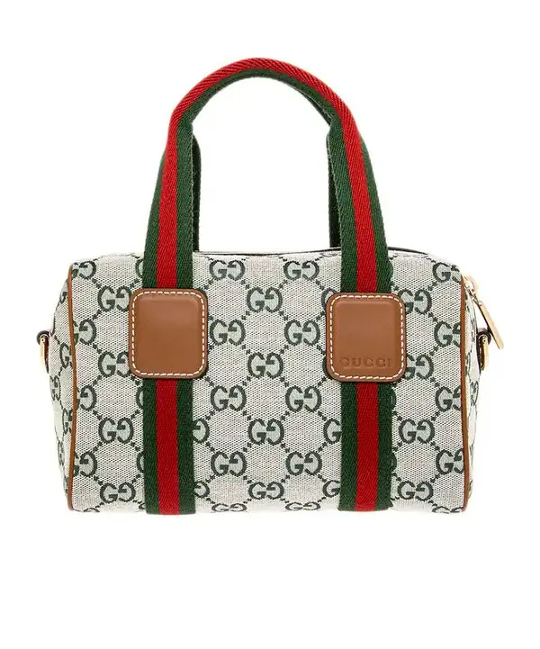 Gucci Mini Gg Handbag With Signature Webbing Stripes - Gray