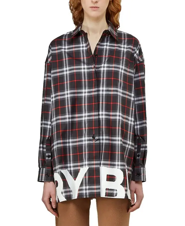 Burberry Checked Logo Print Shirt