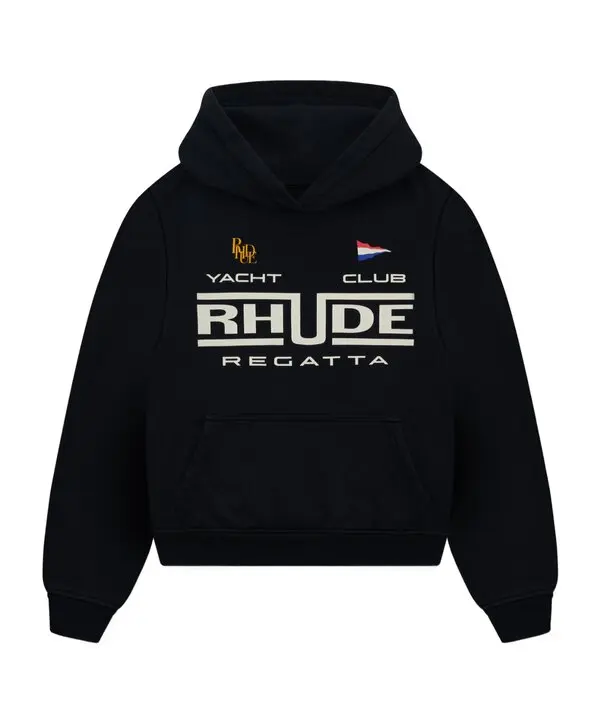 Rhude Long-sleeved Hooded Sweatshirt With Logo - Black