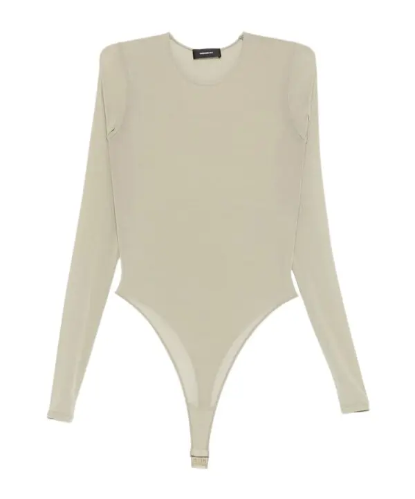 Wardrobe.NYC Sheer Long Sleeve Bodysuit - Nude
