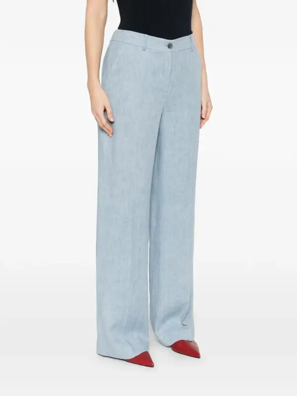 P.a.r.o.s.h Wide Leg Linen Blend Trousers