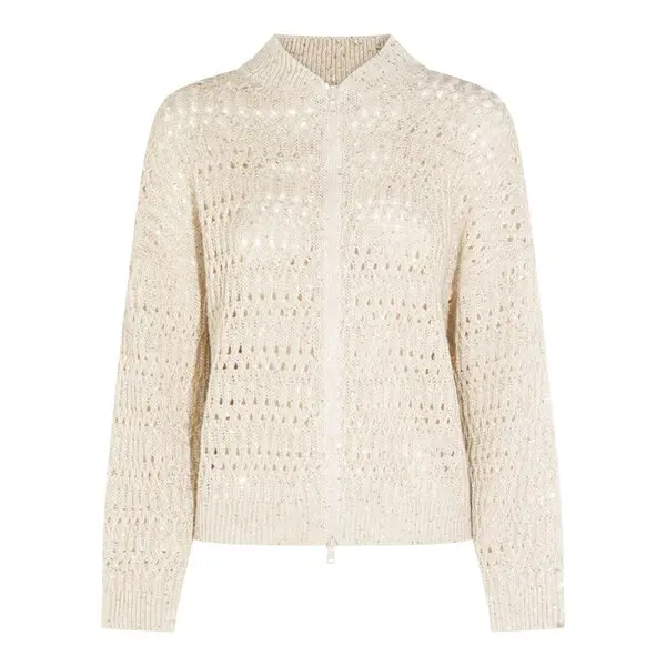 Brunello Cucinelli Long Sleeve Zipped Cardigan - Beige