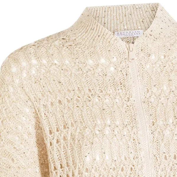 Brunello Cucinelli Long Sleeve Zipped Cardigan - Beige