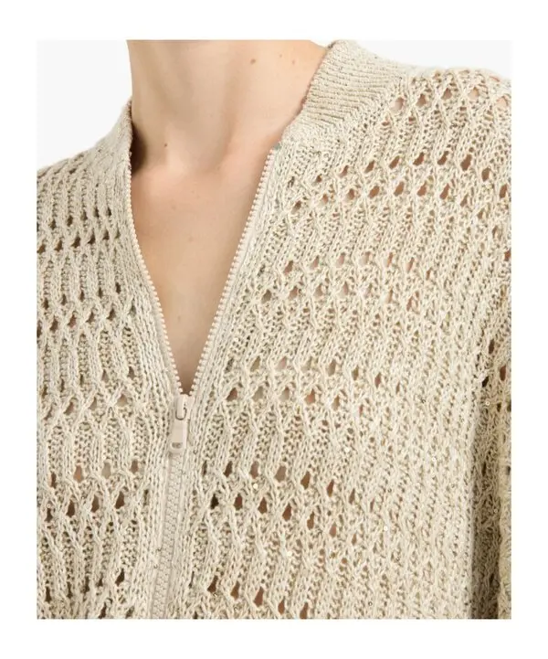 Brunello Cucinelli Long Sleeve Zipped Cardigan - Beige