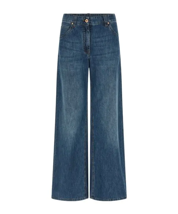 Brunello Cucinelli Logo Patch Wide-leg Jeans