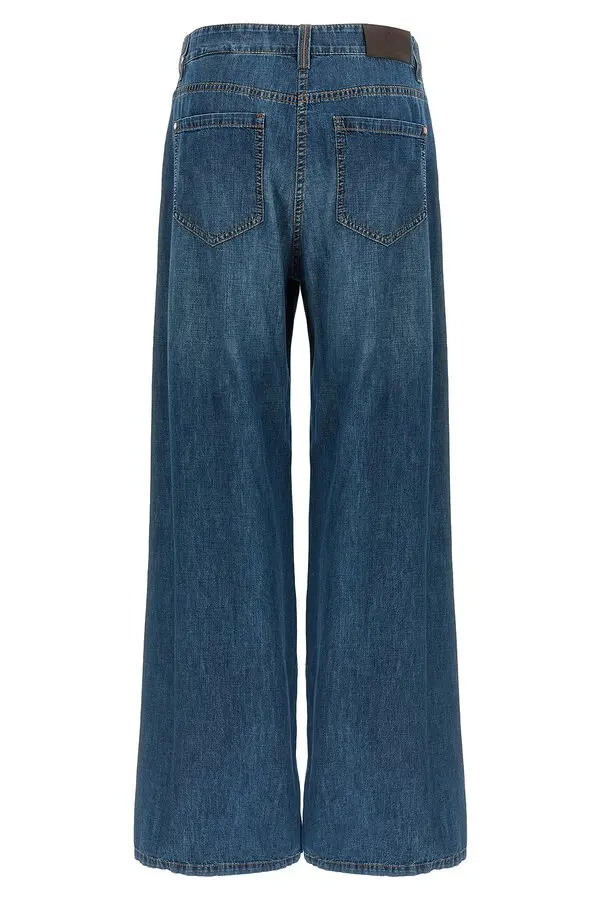 Brunello Cucinelli Logo Patch Wide-leg Jeans