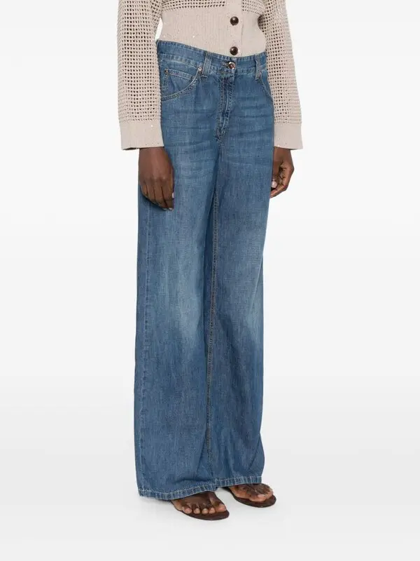 Brunello Cucinelli Logo Patch Wide-leg Jeans